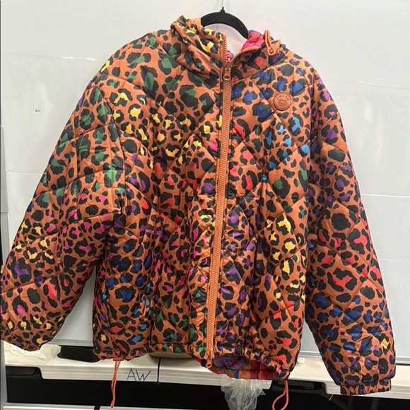 FARM Rio | Jackets & Coats | Farm Rio Vibrant Orange And Blue Puffer ...
